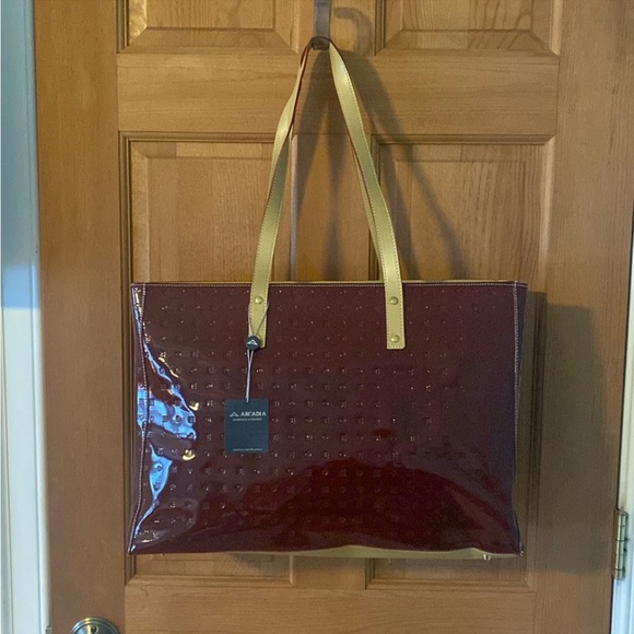 Arcadia | Bags | Arcadia Cherry Red Patent Leathershoulder Bag New With ...
